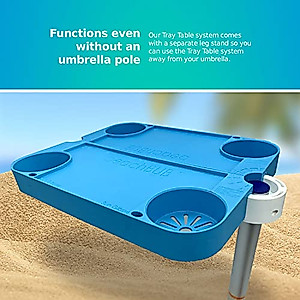 BEACHBUB Tray Table System - Beach Umbrella Tray Table with 4 Cup Holders - Beach Trip Must Haves Table for Vacation - Easy Clip on & Clip Off Outdoor Tray Table, Pool Umbrella Table and Beach Table