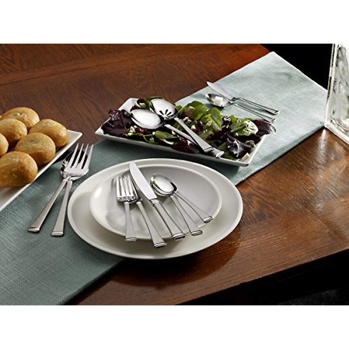 Mikasa Harmony 45-Piece 18/10 Stainless Steel Flatware Set with Serving Utensil Set, Service for 8