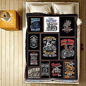 Launchigo Personalized Motorcycle Blanket, Biker Blankets, Rider Blanket. Premium Quality Outdoor Blanket. Fleece Throw Biker Blanket for Birthday & Christmas. (Biker Blanket 01, 60" X 80")