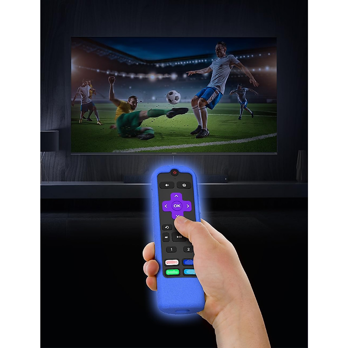 Silicone Remote Case for Roku Voice Remote Pro,Select Series 4K/lus Series 4K TVs 2024,RCS01R Shockproof Protective Cover for Ultra(2019-2011) with Lanyard for Streaming Stick 4K+ Remote(Blue)