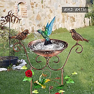 AWENDIETOU Bird Bath with Garden Trellis for Climbing Plants Outdoor 2 in 1 Bird Baths Bowl,Bird Bath for Outdoors Birdfeeder with Metal Antique Iron Easy to Install Detachable B