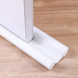 Door Draft Stopper 37 Inch Weather Stripping Blocker, Double Sided Door Draft Guard, Adjustable Door Bottom Stopper Dust-Proof, Draft-Proof, Water-Proof (White)