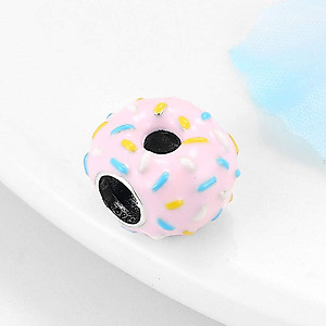 Donut Charm 925 Sterling Silver Food Charm Pizza Charm Drink Charm Birthday Charm for Pandora Charm Bracelet (Donut)