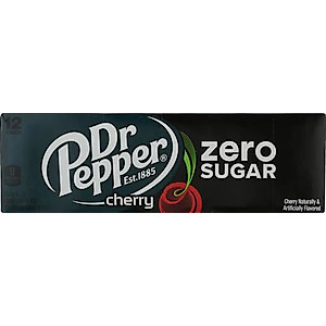 Dr Pepper Cherry Zero Sugar Soda, 12 fl oz cans (Pack of 12)