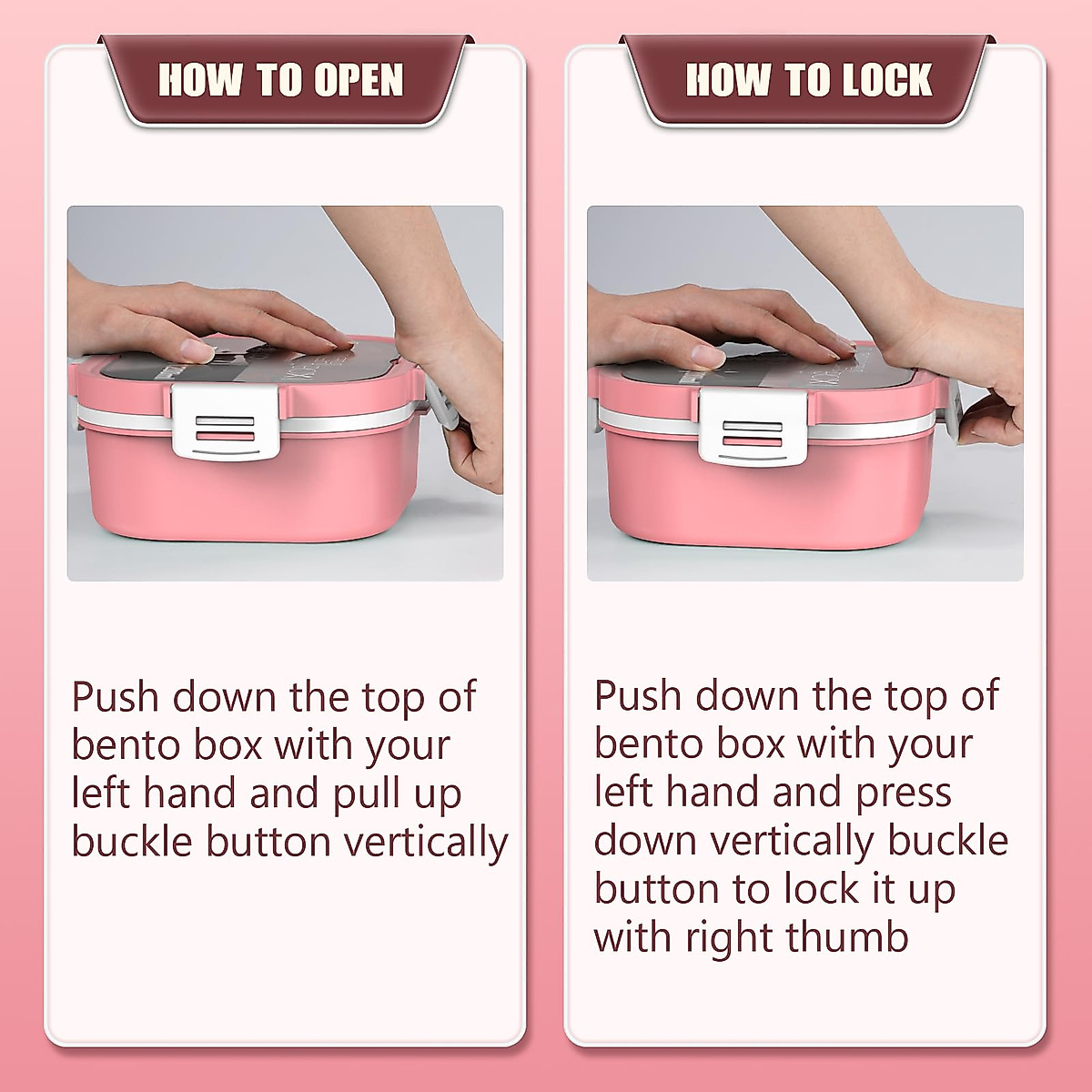 PEDECO All-in-One Salad Container - Large Salad Bowl, Bento Box Tray, Leak-Proof Sauce Container, Airtight Lid, & Fork Bento Box Adult Lunch Box for Women; BPA-Free (Pink)