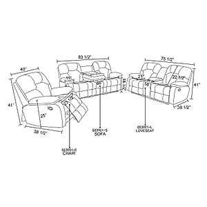 EZLUX 83.5" Leather Sofa 3 Seat, Manual Upholstered Reclining with Cup Holders for Living Room Furniture Home Theater Apartment, Brown