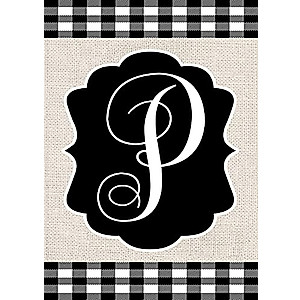 Swooflia Monogram Garden Flag Initial Letter P Small Buffalo Plaid Yard Flag for Outdoor Outside Decor Burlap Garden Banner 12x18 Inch Double Sided HYQ-240