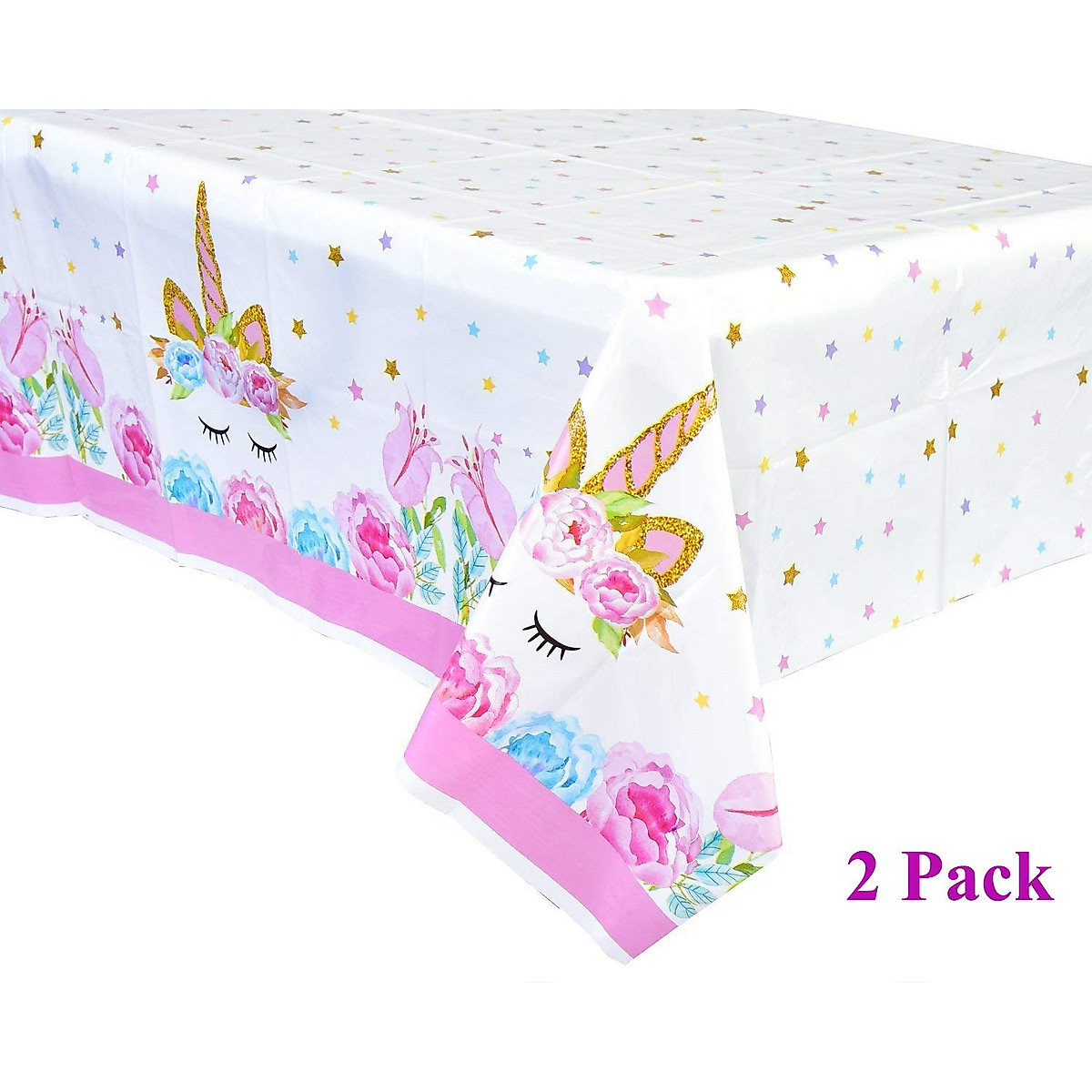 Rainbow Unico Party Supplies Set - Serves 25 - Including Unico Banner, Plates, Cups, Napkins, Straws and Tablecloths