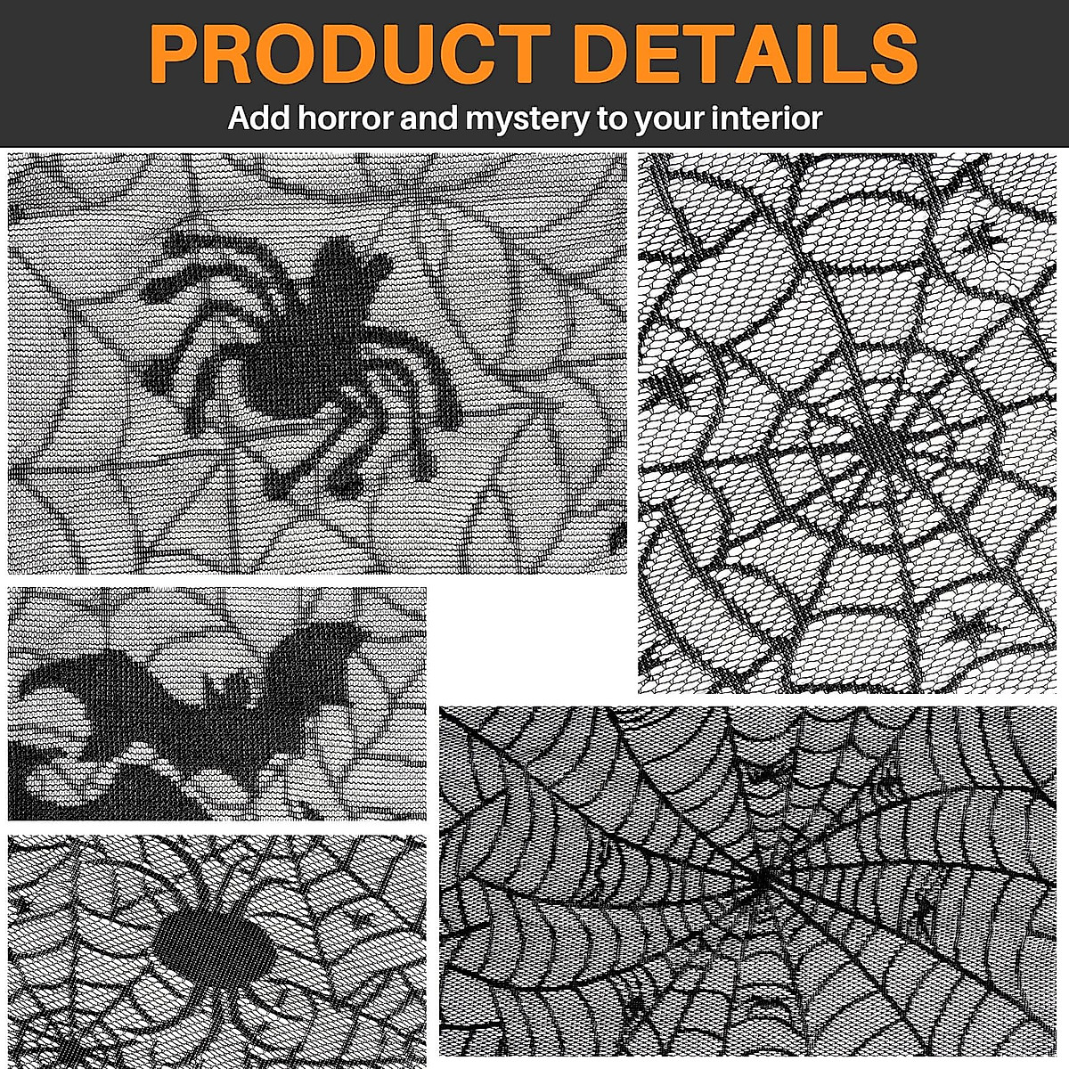 Halloween Party Decorations Indoor - Halloween Decor Set included Spider Web Fireplace Scarf Spider Web Table Runner And Cobweb Lampshade Perfect for Halloween Home Party Supplies Spider Web Decorati