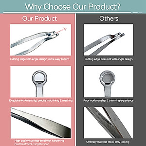 AUSOMTEK Nose Hair Trimming Cliper, Ear Hair Trimming Tweezers, Eyebrow Grooming Scissors, Stainless Steel, Safe Round-Headed