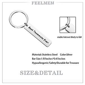 FEELMEM Teammate Gift Team Player Gift Sports Gifts Best Teammate Ever Keychain Football Basketball Baseball Swimming Soccer Team Gift Teammate Keyring Gift (silver)