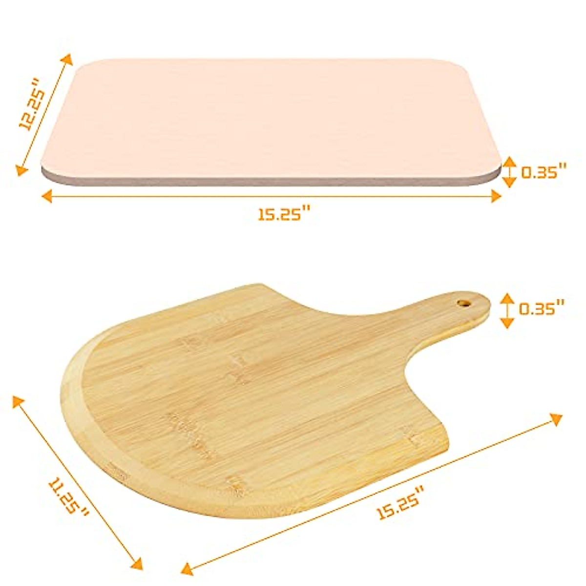 AiKanbo Pizza Oven Pizza Stone Baking Stone, Outdoor Grill Pizza Baking Stone, Bamboo Pizza Peel Paddle, Can Make Pizza, Pies, Bread and Biscuits,15"×12"×0.39",6.6Lbs