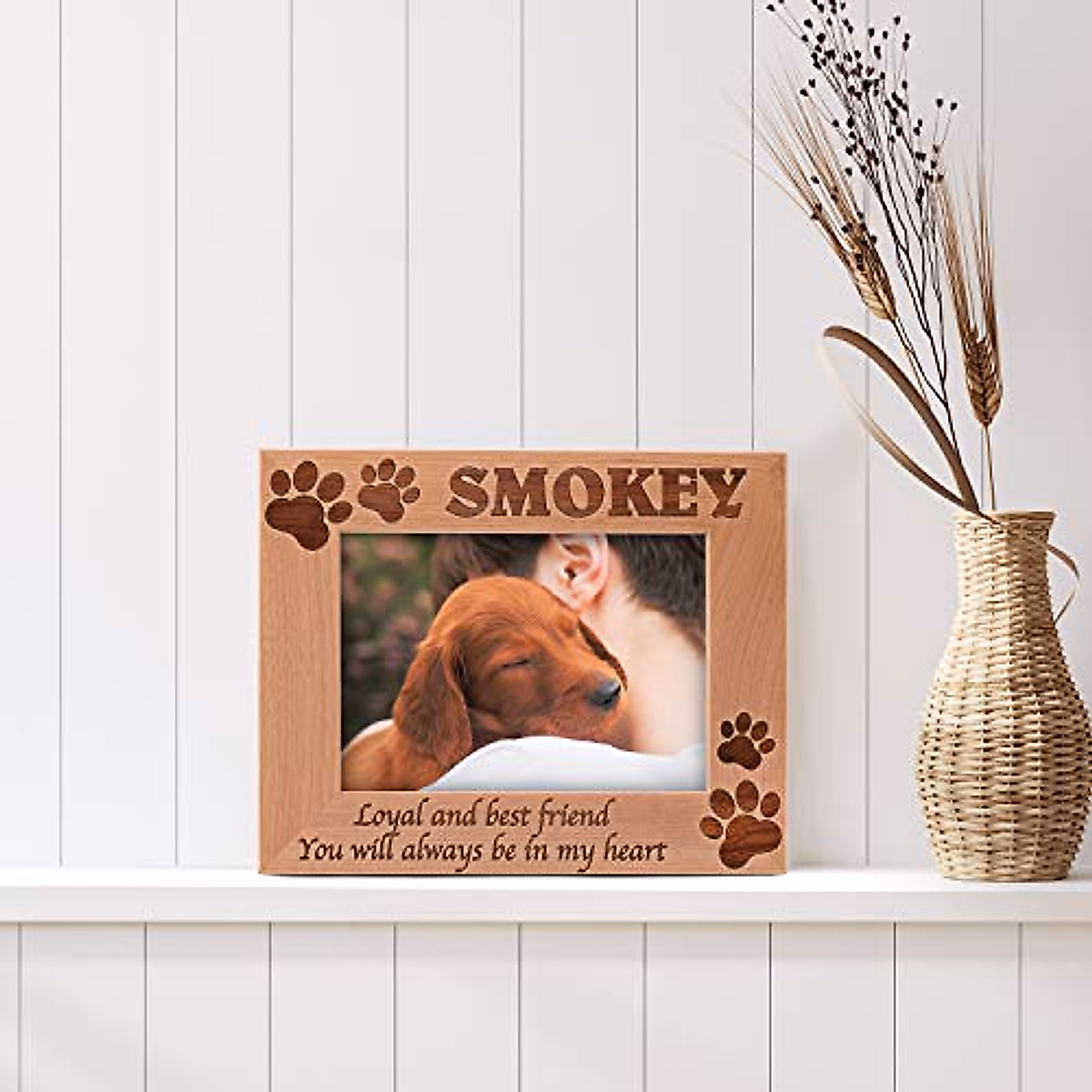 Pet Memorial, Personalized Picture Frame | 5x7 | Loss of Cat, Dog Gifts, Pet Memorial for Cats, Dogs - Loyal & Best Friend, Custom Engraved with Dog's Name & Years - Cat, Dog Owner Gift D#21