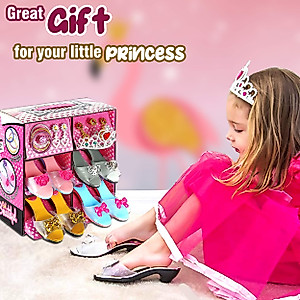 fash n kolor Princess Dress Up Pretend Play Shoes set, Jewelry Boutique, Fashion Princess Toys Accessories for Little Girls Dress Up Costumes for play gift set, For ages 3,4,5,6 Years Old and up