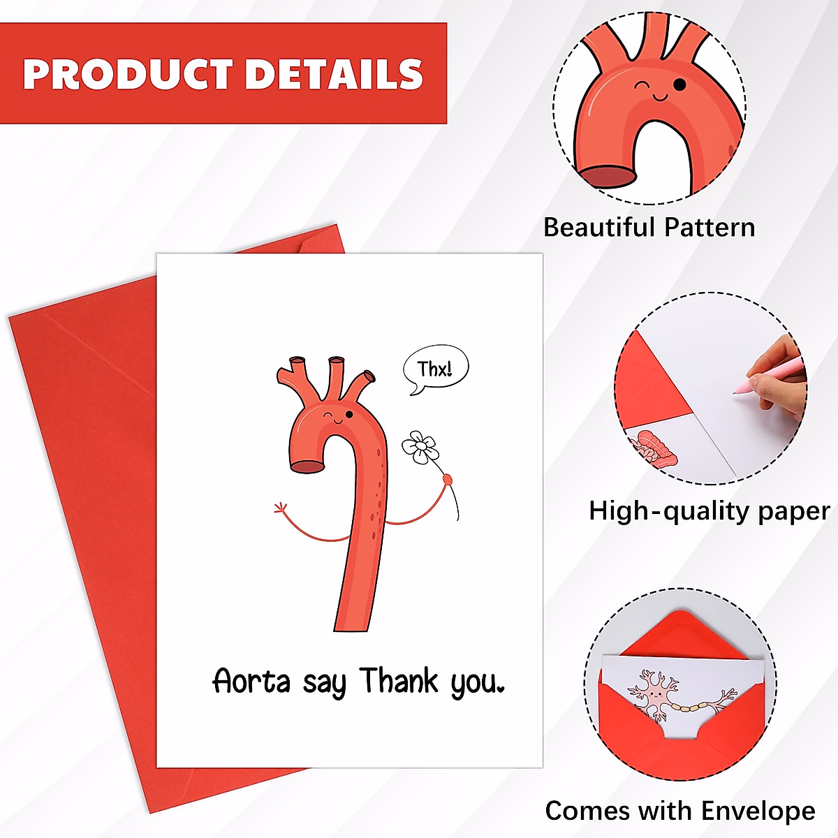 Chiisong 24 Sets Funny Nurse Thank You Cards Nurses' Day Appreciation Cards Pun Nurse Cards with Envelopes Hospital Grateful Cards for Essential Party Favor Nurses Doctors Healthcare Workers