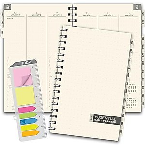 Global Printed Products, 2024 Essential 5"x8" Monthly, Weekly Planner with Tabs - 14 Months (November 2023 Through December 2024) - Professional, Easy-to-Use Frosted Vinyl Covers for Extra Protection