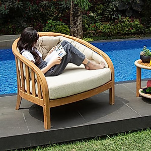 Cambridge Casual Barnese Wood Oversized Patio Lounge Chair, Natural Teak/Tan Cushion
