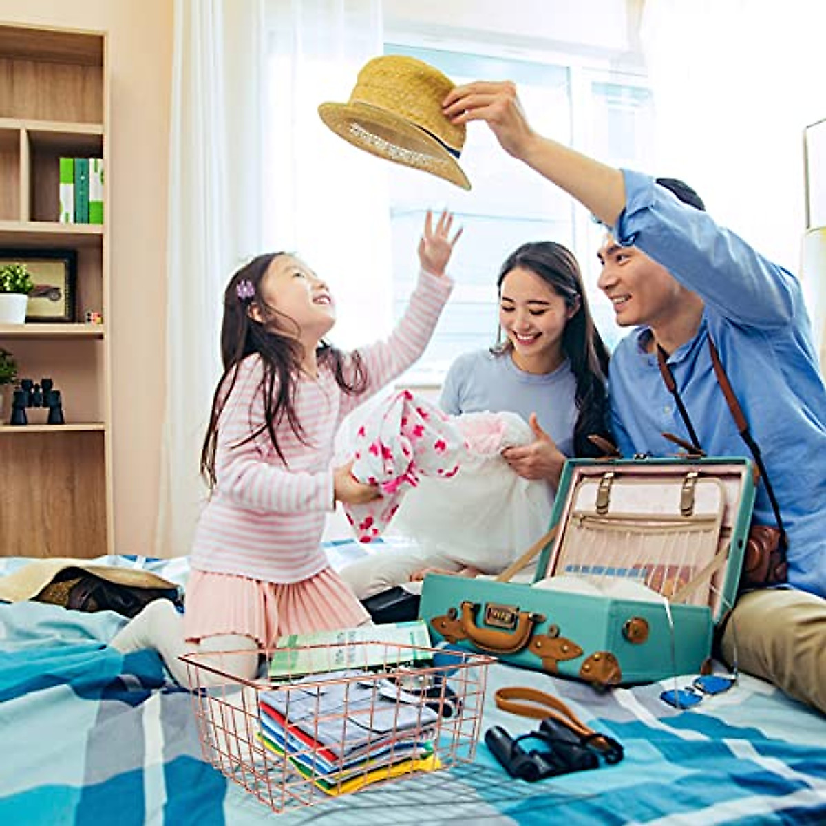 ORFOFE Basket Laundry Sundry Baskets Iron Makeup Gold Table Rose Books Desktop Blanket Organizer Storage Food Sundries Decorative Clothes Shelfrose Household Nesting Wire Cloths