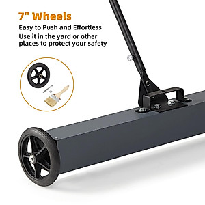 Rolling Magnetic Sweeper 24-inch with Wheels, Push-Type Magnetic Pick-Up Sweeper Quick Release Latch 24-inch Large Magnet Pickup Lawn Sweeper with Telescoping Handle Magnetic Pickup Tools