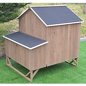 Omitree Deluxe Large Wood Chicken Coop Backyard Hen House 4-8 Chickens with 3 Nesting Box