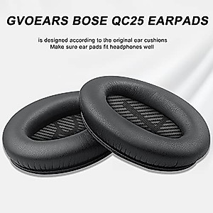 Replacement Ear Pads for Bose QC25 QC35 Headphones Earpads Cushions, Also Fits QuietComfort 2/QC15/QC35II/Ae2/Ae2i/Ae2w/SoundLink1&2/SoundTrue1&2 Around-Ear, Soft and Comfortable Memory Foam