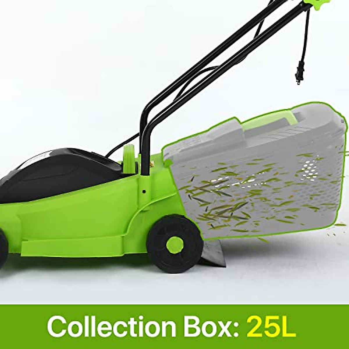 Electric Lawn Mower Corded Push Mower with 12 Amp, 13 Inch Lawnmower with 3 Adjustable Cutting Heights and Collection Box Included for Yard, Lawn and Garden Care