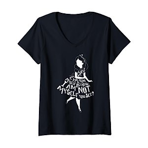 Womens Disney Alice In Wonderland I Can't Explain Myself Text Fill V-Neck T-Shirt