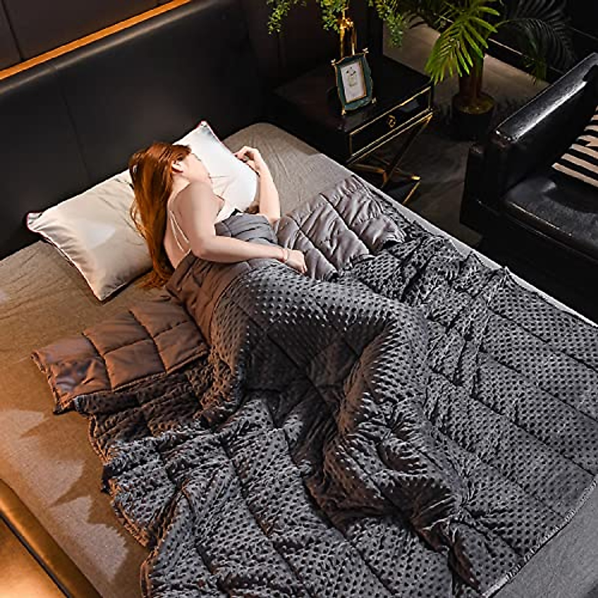 Weighted Blanket for Adult 15lbs Minky Dot Breathable Soft Throw Blanket for All Season,Heavy Blanket with Premium Glass Beads