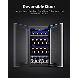 Silonn 26 Bottle Wine Cooler/Cabinet Beverage Refrigerator,Small Mini Wine Cellar for Red,White,Champagne or Sparkling Wine,40f-61f Digital Temperature Control Wine Fridge Glass Door