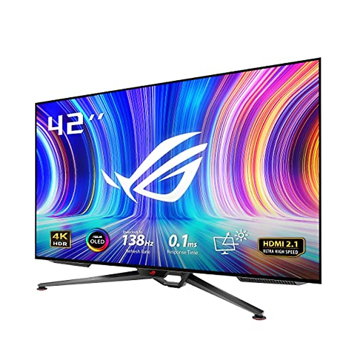 ASUS ROG Swift 41.5” 4K OLED Gaming Monitor (PG42UQ) - UHD (3840 x 2160), 138Hz, 0.1ms, HDMI2.1, True 10 bit, DCI-P3 98%, G-SYNC Compatible, DisplayPort, USB, Console Ready, Remote Control, Anti-Glare