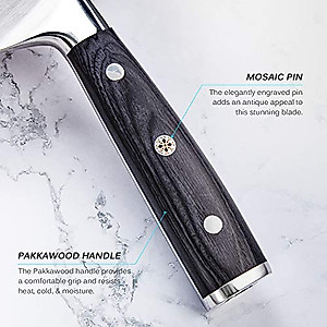 KYOKU Samurai Series - Nakiri Japanese Vegetable Knife 7" - Full Tang - Japanese High Carbon Steel Kitchen Knives - Pakkawood Handle with Mosaic Pin - with Sheath & Case