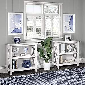 Bush Furniture Key West Small 2 Bookcase in Pure White Oak