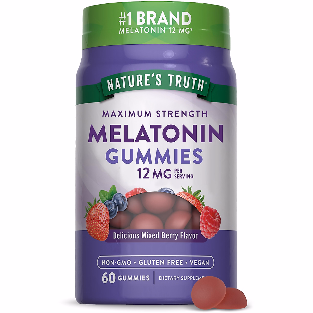 Nature's Truth Melatonin Gummies | 12mg | Mixed Berry Flavor | Vegan, Non-GMO & Gluten Free Supplement