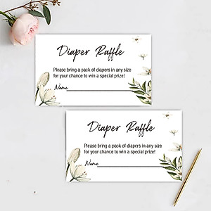 FARHTINANFX 50 Greenery Diaper Raffle Tickets for Girl or Boy Baby Shower Invitations, Baby Shower Games, with Name Line 3.5" x 2"