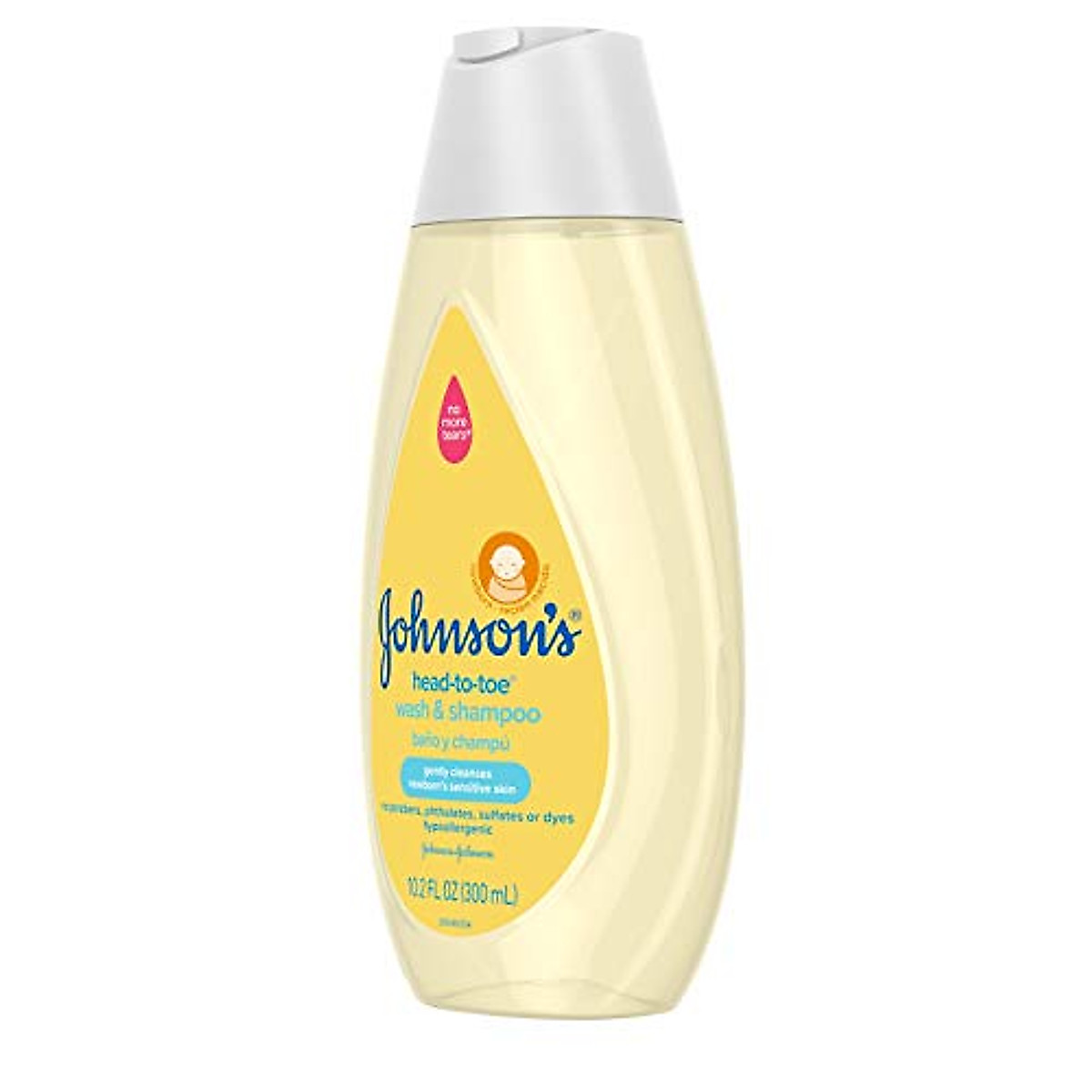 Johnson's Baby Head-to-Toe Gentle Baby Body Wash & Shampoo, Tear-Free, Sulfate-Free & Hypoallergenic Bath Wash & Shampoo for Baby's Sensitive Skin & Hair, Washes Away 99.9% of Germs 10.2 fl. oz