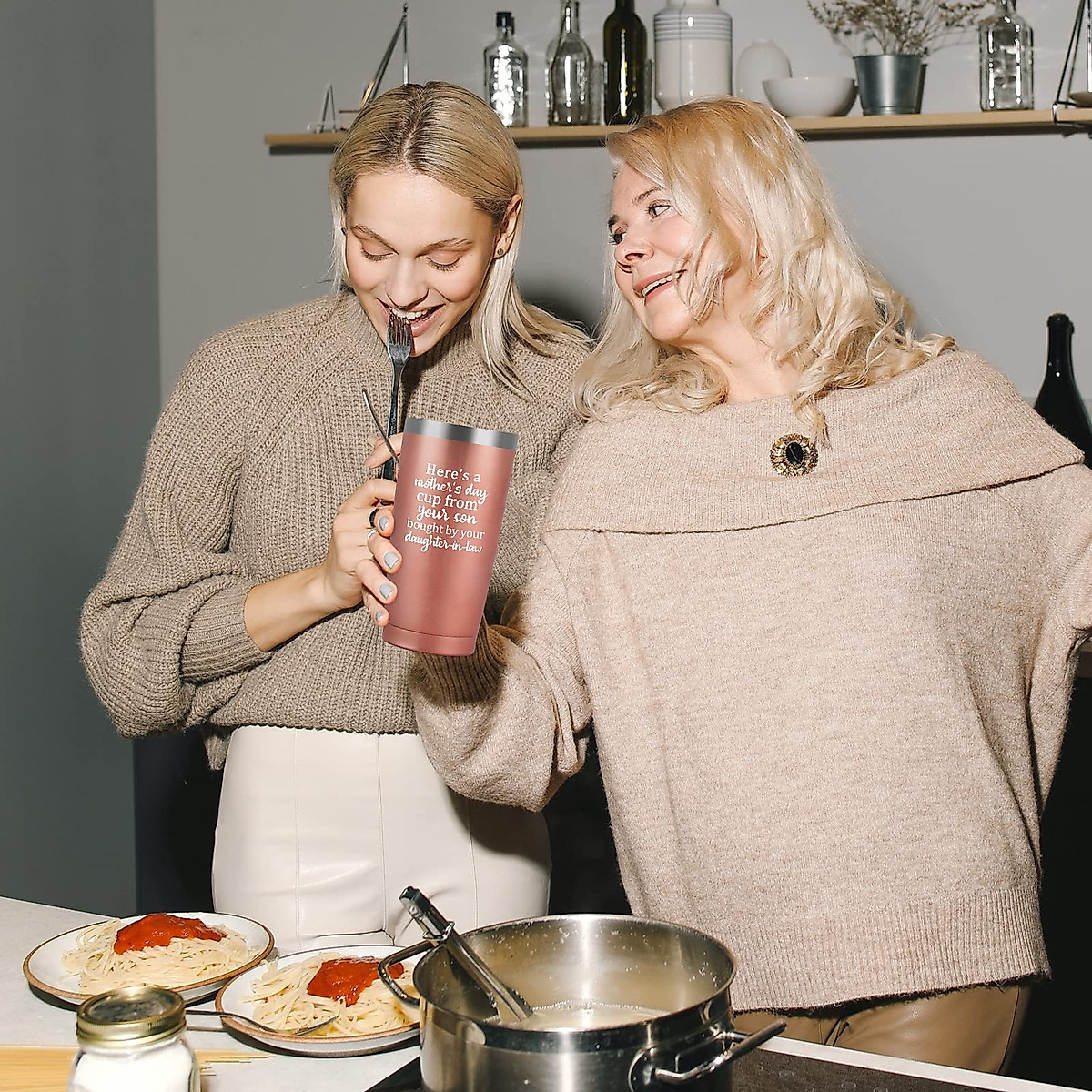 GINGPROUS Mother-In-Law Gifts, Mother’s Day Birthday Gifts Travel Tumbler for Mother in Law from Daughter in Law New Mom to be, 20 Oz Insulated Stainless Steel Tumbler with Lids and Straws, Rose Gold