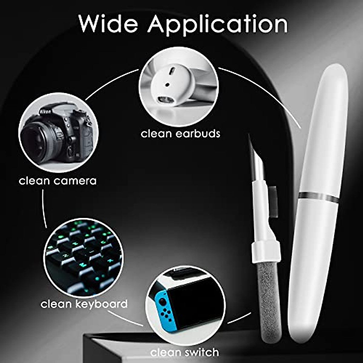 Bluetooth Earbuds Cleaning Pen,Siumir Headphone Cleaner Compatible with Airpods with Soft Dust Removal Brush Pen for Headphones, Charging Box, Camera, Mobile Phones