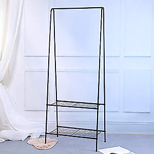 Mivnue Clothes Garment Rack with Shelves, Heavy Duty Clothing Rack for Bedroom, Metal Clothes Rack for Hanger Clothes, Small Clothes Rack Black