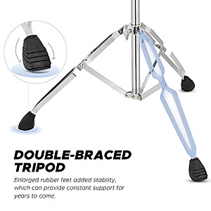 Starfavor Straight Cymbal Stand Double Braced Support Adjustable Height 22"-49", Heavy Duty Double Braced Legs with Non-Slip Rubber Feet for Sturdiness(ST 800)