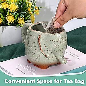 LIAVOEIZ Elephant Tea Mug with Tea Bag Holder,Elephant Tea Cup