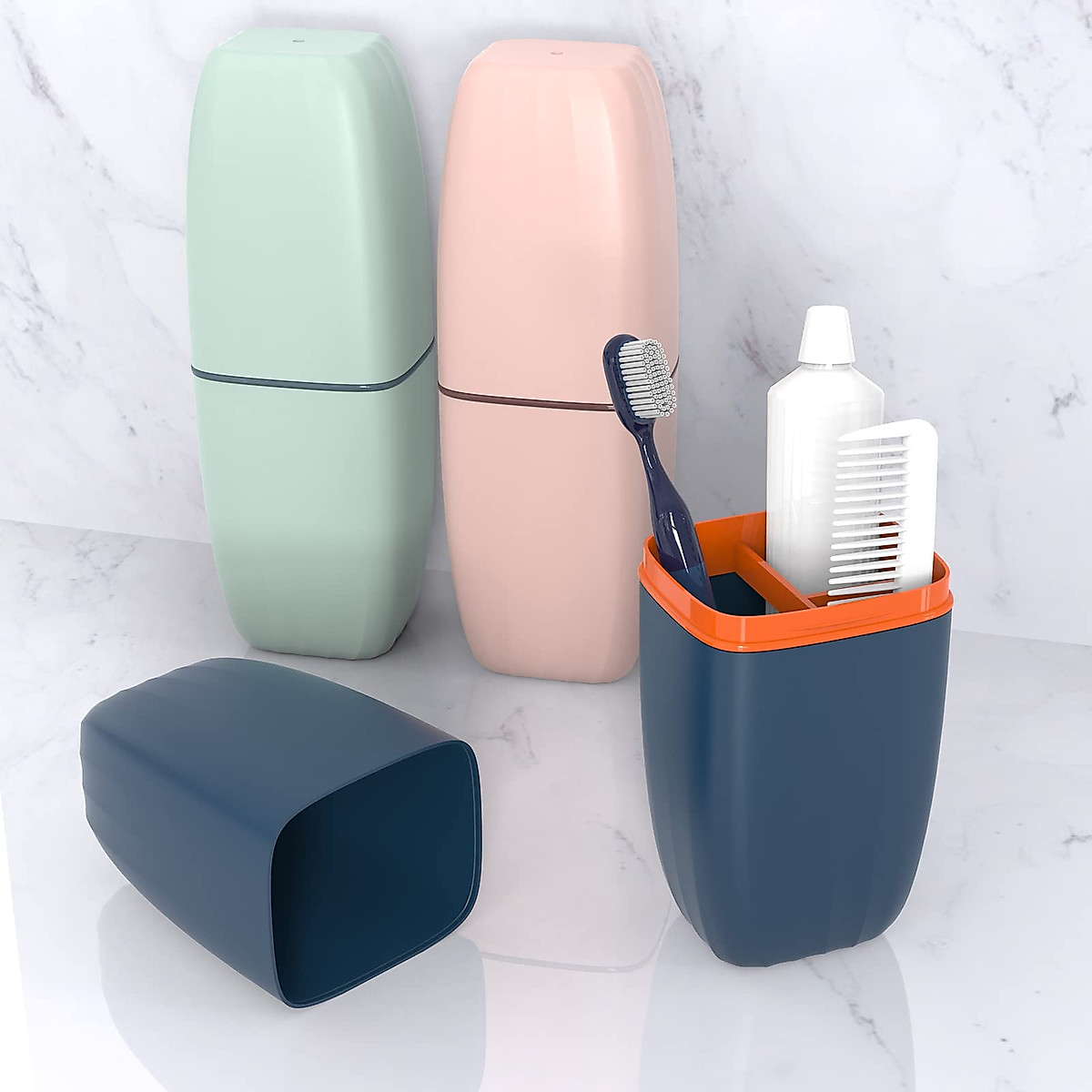 Geekboy Travel Toothbrush Holder, Portable Plastic Toothbrush Covers for Traveling, Camping, Business Trip, Home and School Supplies (Dark Blue)