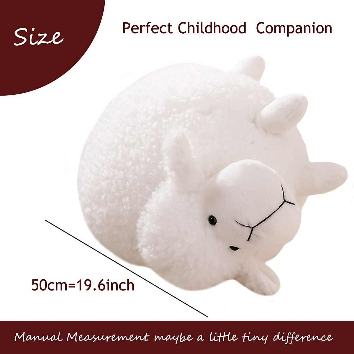 ELAINREN Colorful Sheep Plush Fluffy Sheep Toy Chubby Lamb Body Pillow Soft White Lamb Stuffed Animal Dolls Standing Lifelike Lamb Plushie Gifts,19.6inch