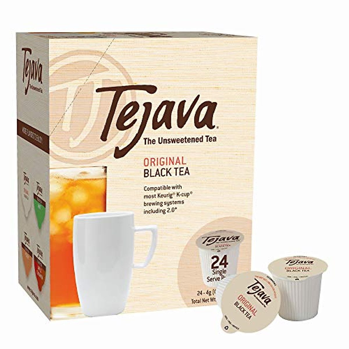 Tejava Original Unsweetened Black Tea Pods, Award-Winning Tea, 100% recyclable Single Serve Cups (24 Pack)