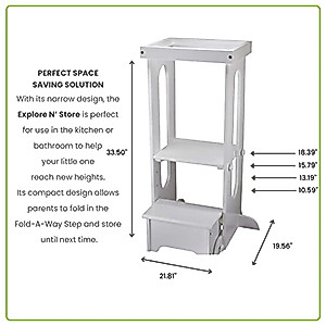 Little Partners® Explore 'N Store™ Learning Tower® Kids Adjustable Height Kitchen Step Stool for Toddlers or Any Little Helper (Soft White)