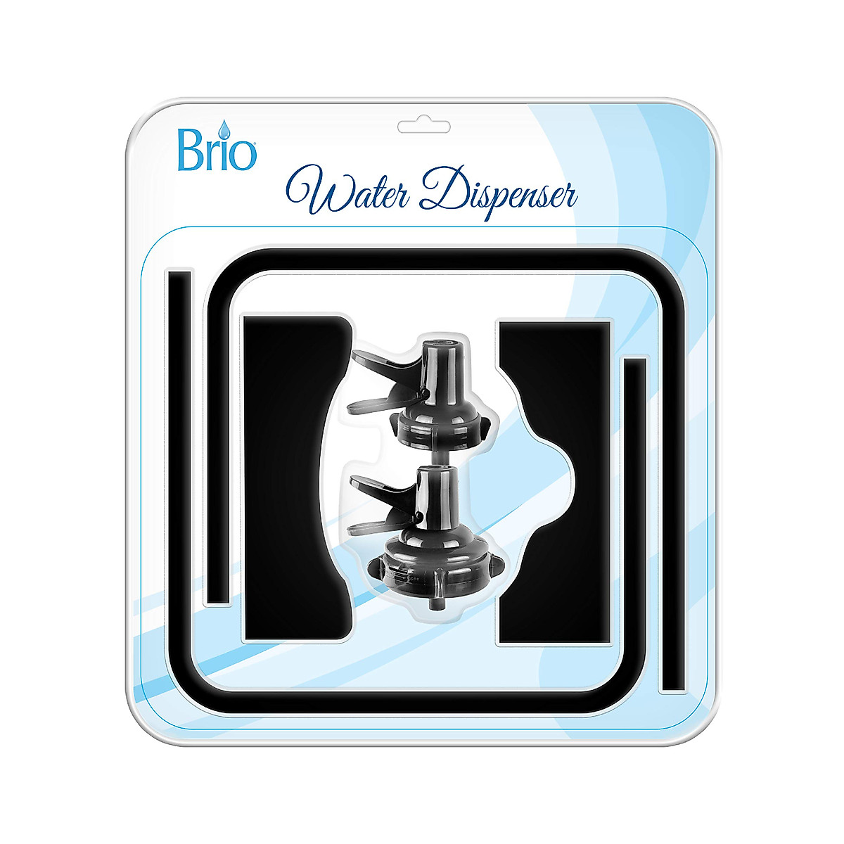 Brio Stainless Steel 3-5 Gallon Water Jug Stand and 2 Dispenser Valves, Rust-Resistant Non Slip Water Stand with BPA Free Fast Flow Water Spout Fits Both 48mm and 55mm Bottles 2 CAPS Included (Black)