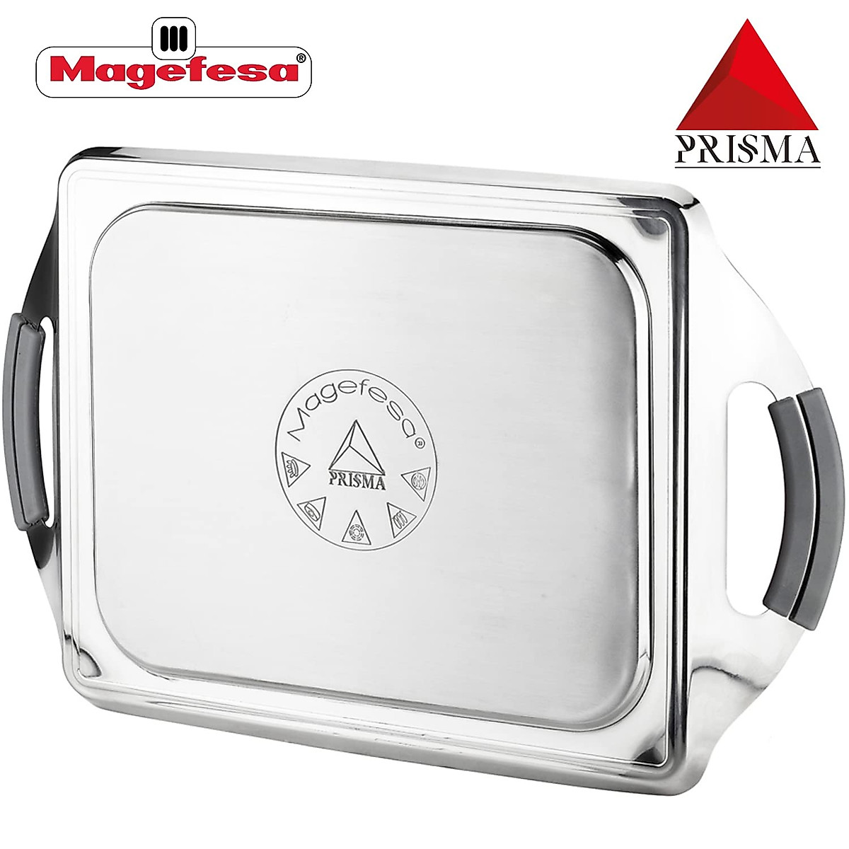 MAGEFESA Prisma – 10.8 inches Teppanyaki Griddle pan, made in 18/10 stainless steel, triple layer non-stick, for all types of kitchens, INDUCTION, dishwasher and oven safe up to 392 ºF