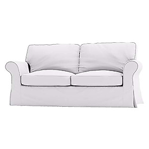 The Cotton Sofa Cover (Width: 81”~ 85”, Not 92” !) Fits Pottery Barn PB Comfort Roll ARM Sofa (Not Grand Sofa). A Durable Slipcover Replacement (White (Box Edge))