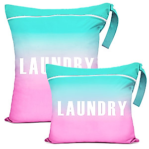 2 Pcs Large Travel Laundry Bag Waterproof Wet Dry Bag Washable Dirty Clothes Bag Bathing Suit Workout Bag for Gym Clothes Laundry Wet Clothes Swimming Yoga