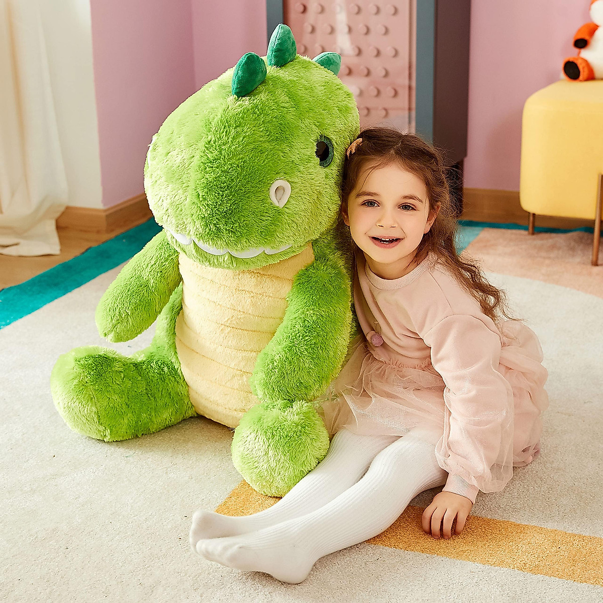 IKASA Large Dinosaur Stuffed Animal Plush Toy,Giant T-Rex Cute 23" Jumbo Soft Toys,Huge Big Size Fluffy Plushy Fat Plushie,Gifts for Kids