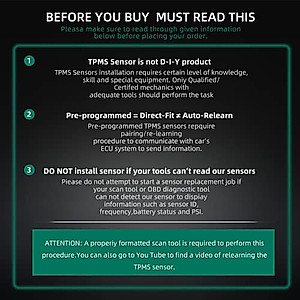CDWTPS TPMS Sensor,GM 315Mhz Tire Pressure Monitoring Sensor Compatible for Chevy Silverado GMC Cadillac Buick Pontiac Saturn Hummber Saab Replace#13598771 13598772 13586335 13581558 4 Pack